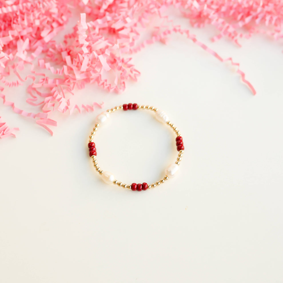 Beaded Blondes Maroon School Spirit Pearl Poppi Bracelet – Southern Gifted